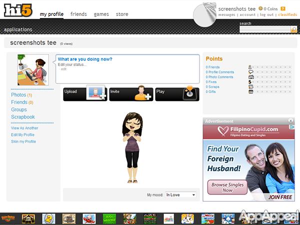 หน้าจอ Hi5! social media